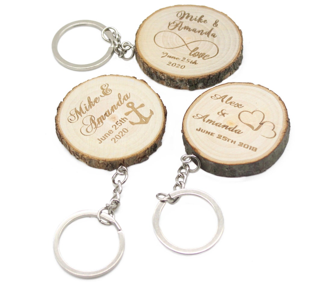 Bulk Personalized Key Rings Wedding Favors Rustic Wedding Engraved ...