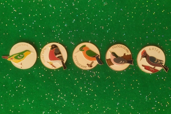 Birds. Forest Birds. Pin. Big. Set of 5 Badges. Soviet Vintage | Etsy