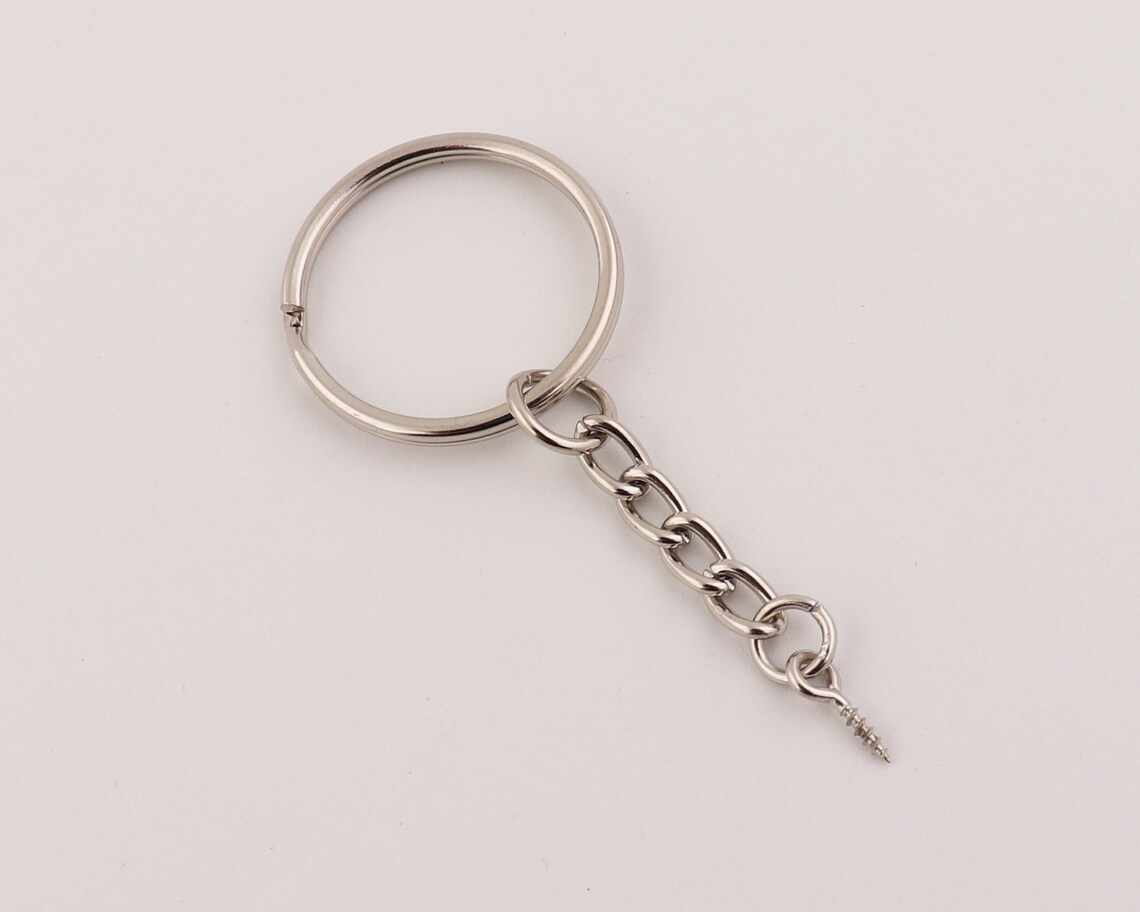 7/8" (22mm Inner) Key Ring With Solid Iron Ring Chain and Screw Bail ...