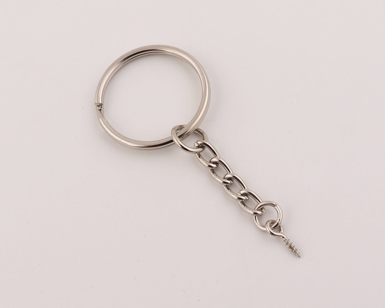 7/8" (22mm Inner) Key Ring With Solid Iron Ring Chain and Screw Bail ...