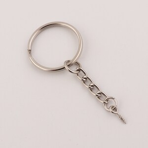 7/8" (22mm Inner) Key Ring With Solid Iron Ring Chain and Screw Bail ...