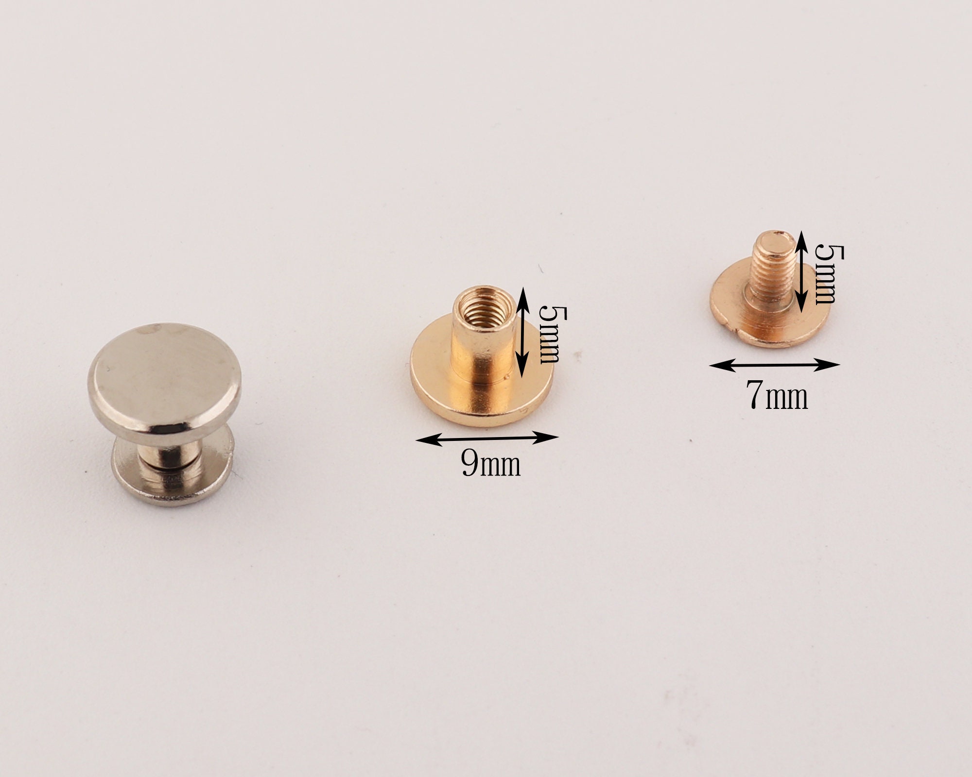 9mm5mm metal screw rivets round head screwed rivets leather | Etsy