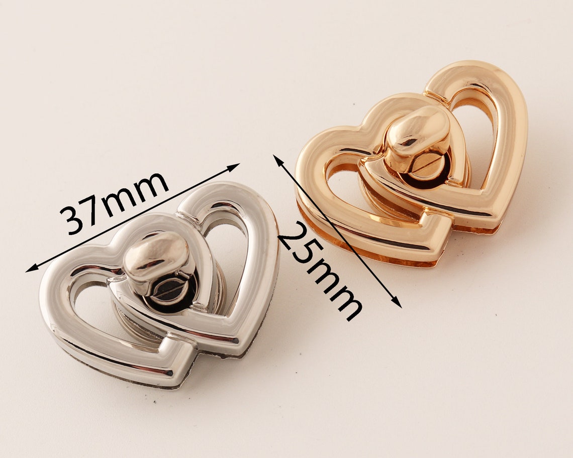 1-2-5 Pcs Heart Shaped Bag Lock Purse Twist Lock Metal Lock Turn Lock ...