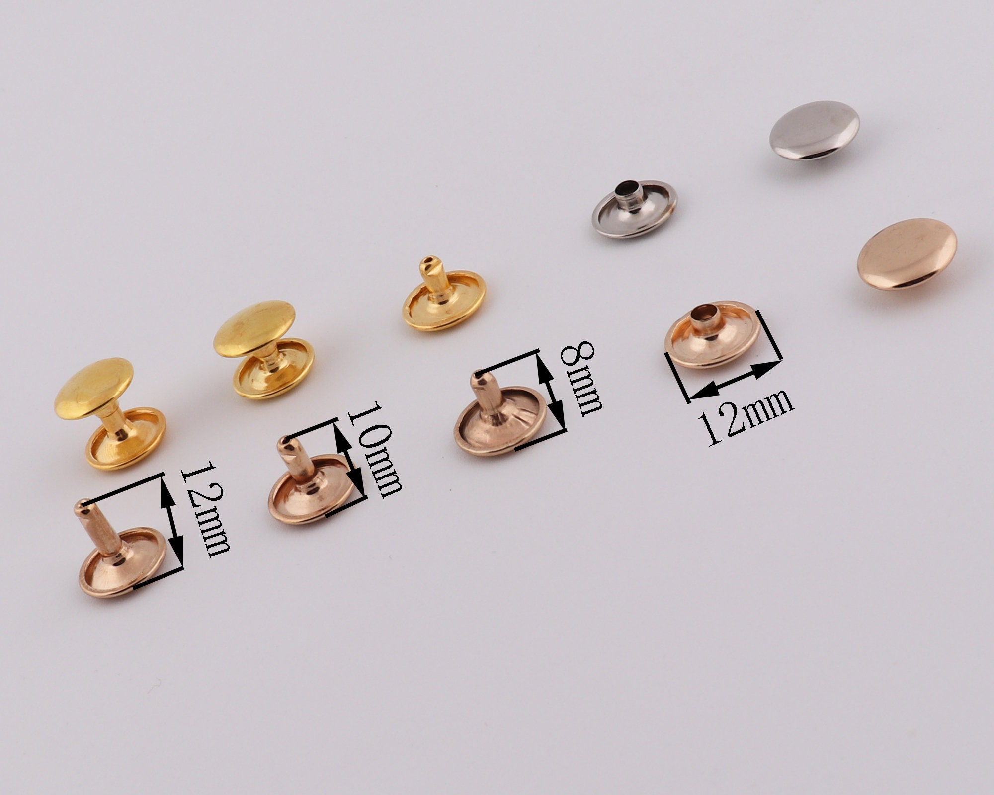 12×8mm 12×10mm 12×12mm Metal Rivets Double Cap Round Rivets Leather ...