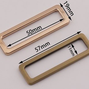 2" (50mm Inner) Metal Rectangle Buckle Rectangular Rings Purse Strap ...