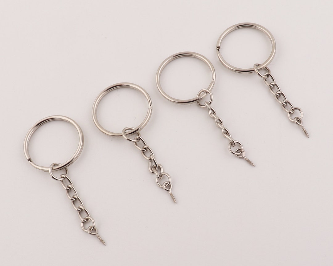 7/8" (22mm Inner) Key Ring With Solid Iron Ring Chain and Screw Bail ...