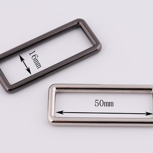 2" (50mm Inner) Metal Rectangle Buckle Rectangular Rings Purse Strap ...