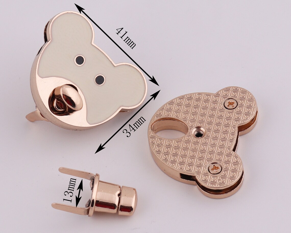 1-2-5 Pcs Bear Metal Lock Bear Shape Purse Lock Turn Lock - Etsy