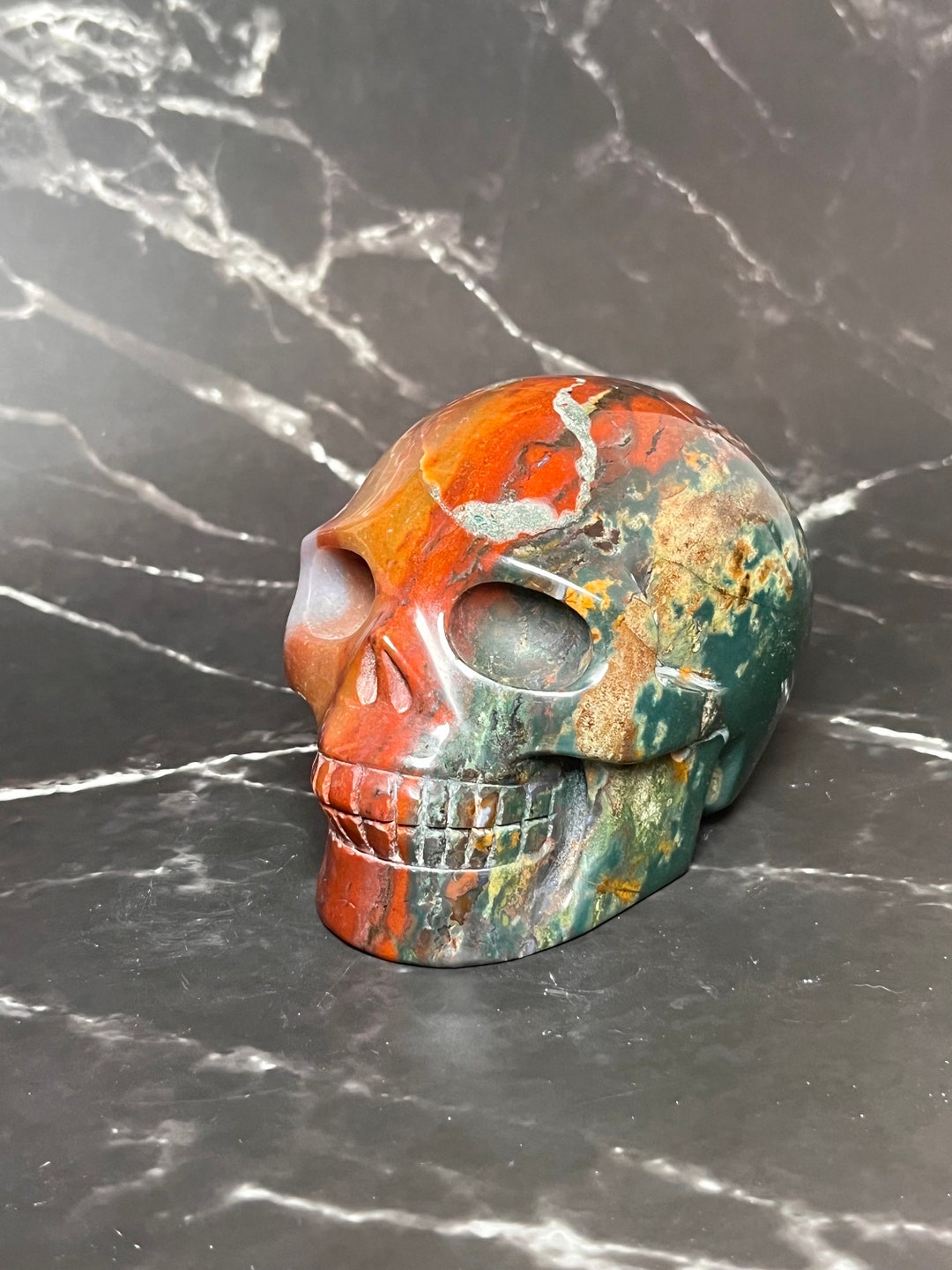 Incredible Ocean Jasper Skull; Ocean Jasper Carving; Crystal Skull ...