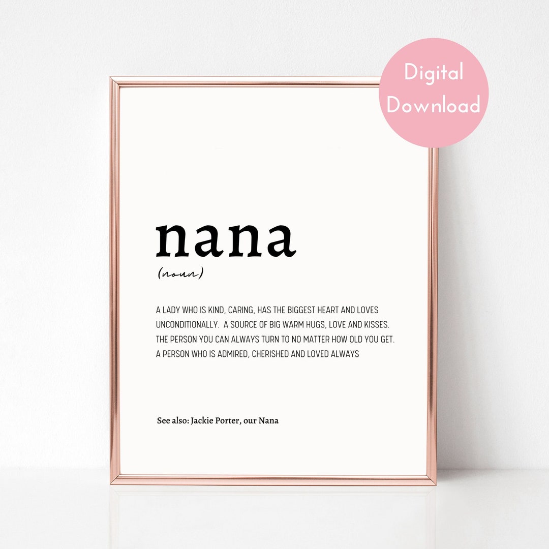 Personalised Nana Definition Print- Various Sizes/colours - Etsy