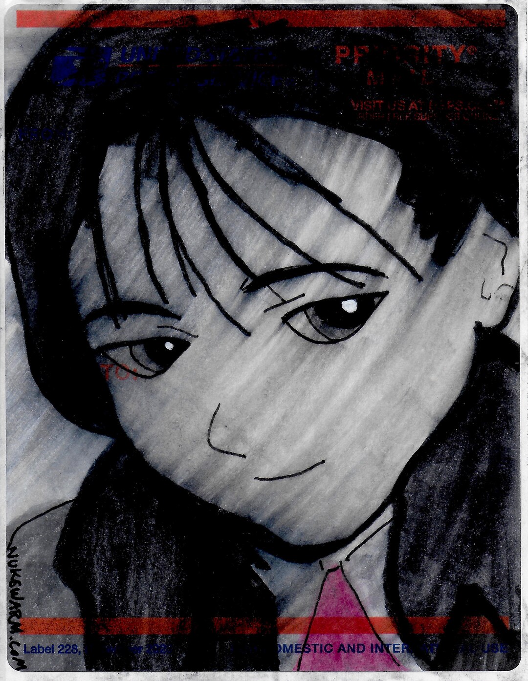 Chisa Yomoda Portrait Serial Experiments Lain Hand Drawn Sticker Label ...
