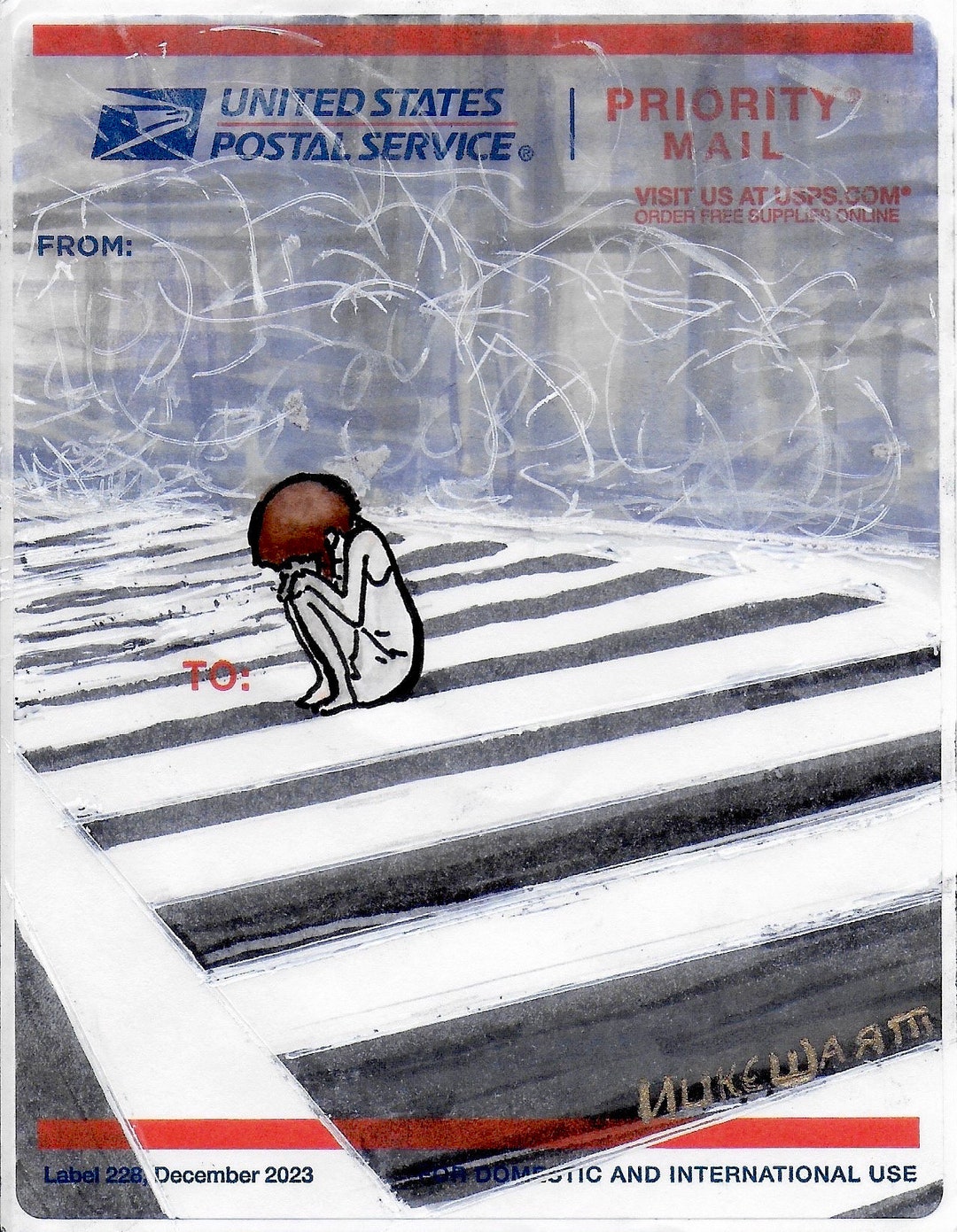 Lain in Crosswalk Serial Experiments Lain Hand Drawn Sticker Label 228 ...