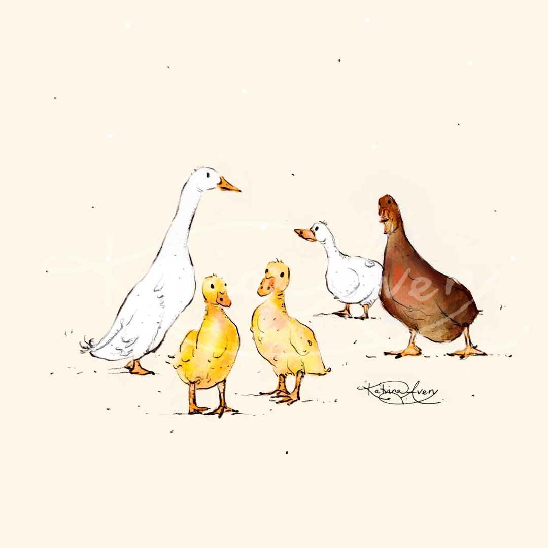 LITTLE DUCKS PRINTABLE Illustration by Katrina Avery - Digital Download ...