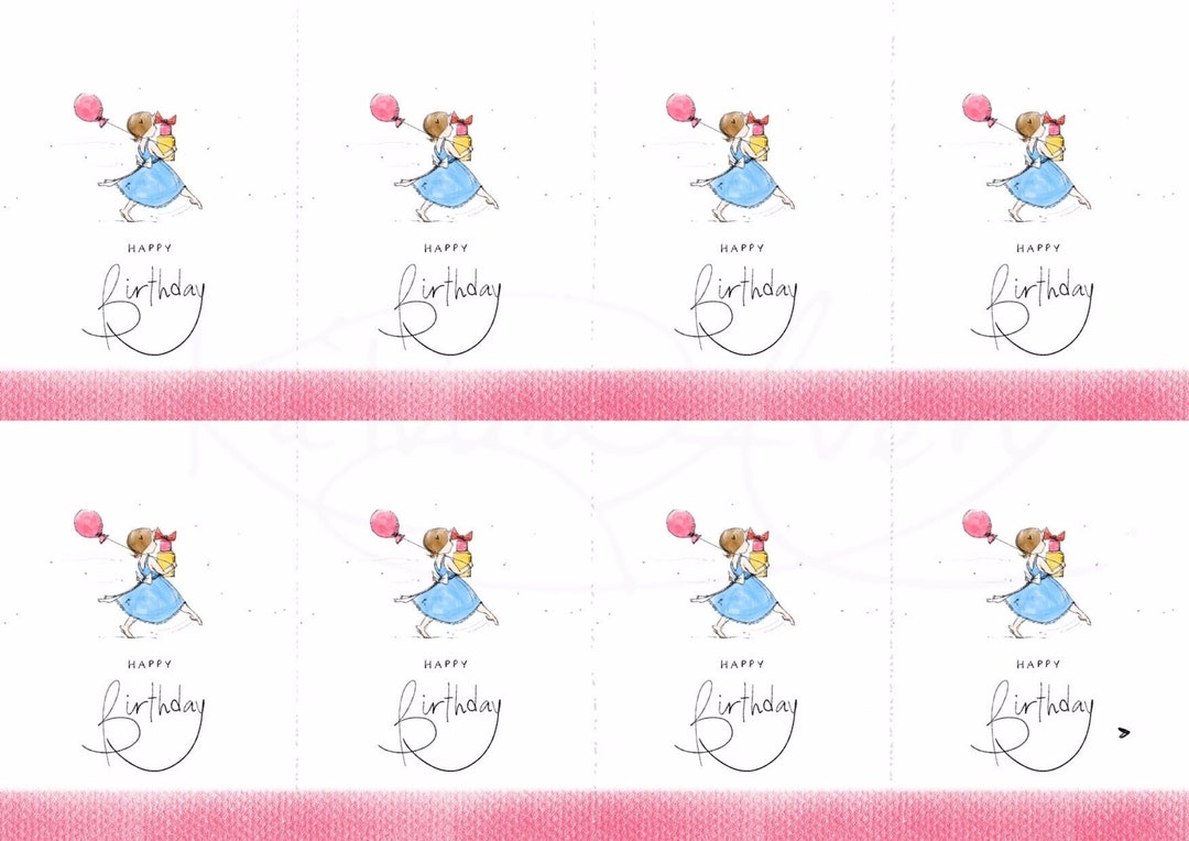HAPPY BIRTHDAY GIRL Printable Gift Tags With Pink Trim - Illustrated by ...