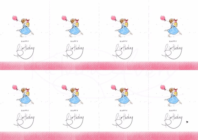 HAPPY BIRTHDAY GIRL Printable Gift Tags With Pink Trim - Illustrated by ...