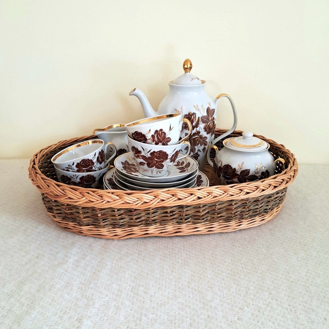 Handwoven Wicker Serving Tray, Handmade Willow Plate, Housewarming Gift ...