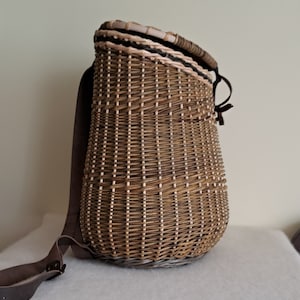 Large Wicker BACKPACK Leather Straps Market Basket Foraging Shoulder ...