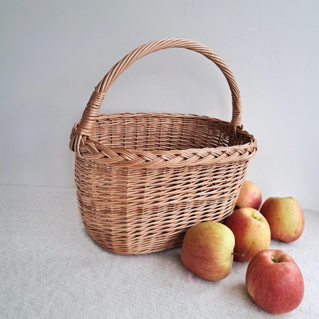 Oval Wicker Shopping Basket Handwoven Willow Market, Foraging Basket ...