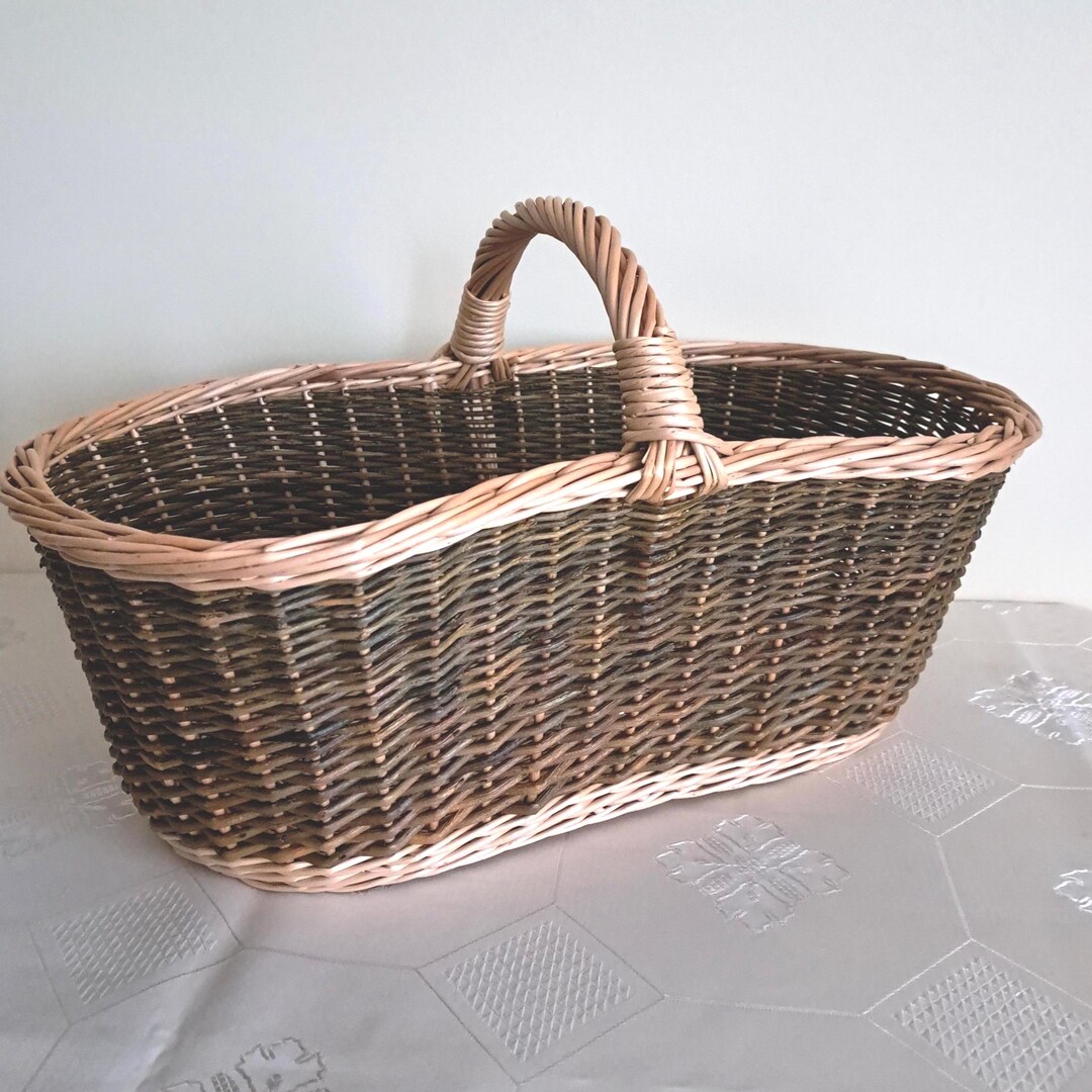 Wicker Basket, Large Handwoven Foraging Basket, Mushroom Hunters Basket ...