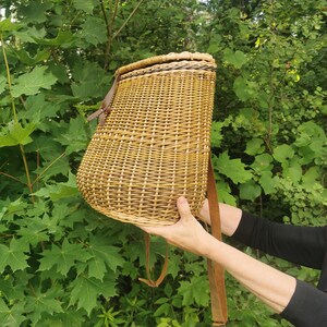Large Wicker BACKPACK Leather Straps Market Basket Foraging Shoulder ...