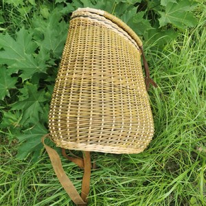 Large Wicker BACKPACK Leather Straps Market Basket Foraging Shoulder ...