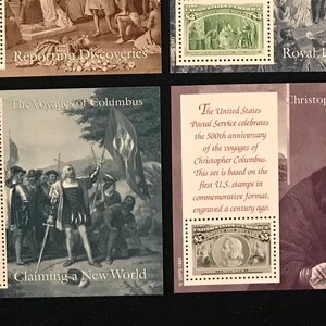 Columbus Voyages Souvenir Sheet Set, US Vintage Postage Stamps, MNH ...