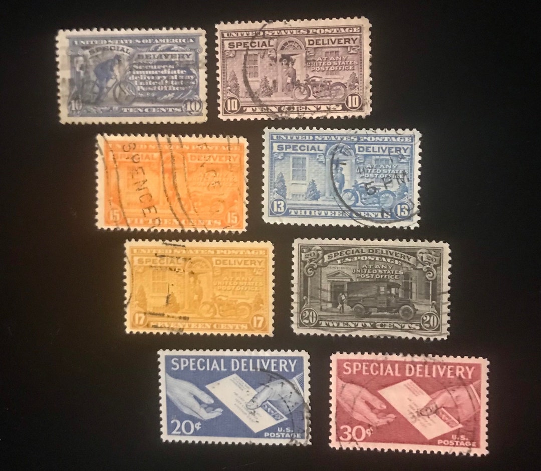 Special Delivery Stamps, US, Postally Used, 1917 to 1957, Set of 8 - Etsy