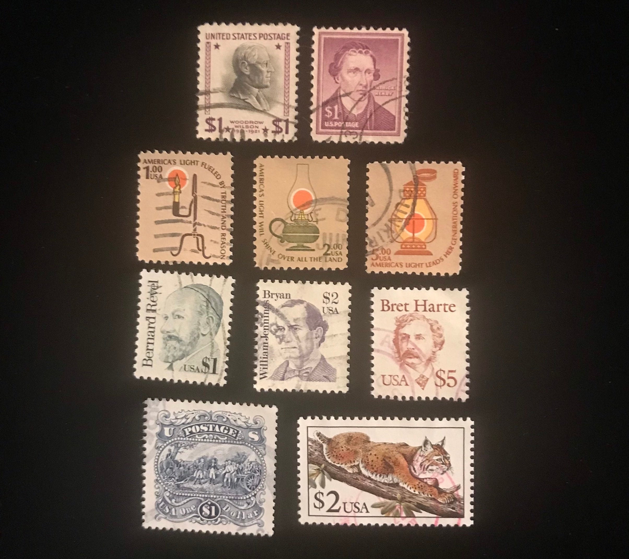 10 Genuine Dollar Value US Vintage Stamps, Postally Used, 1938-1994 - Etsy
