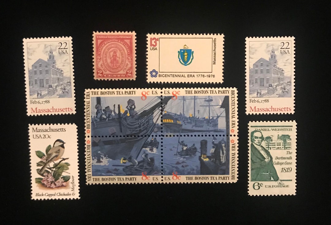 Massachusetts Vintage US Stamps, Issued 1930 to 1982, Set of 10 - Etsy