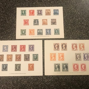 1870 to 1903 US Stamp Educational Frameable Cards, Set of 3 - Etsy