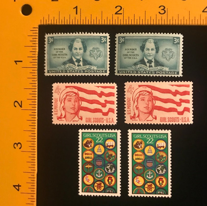 Girls Scouts of USA, US Postage Stamps, Set of 6, Vintage 1948, 1962 ...