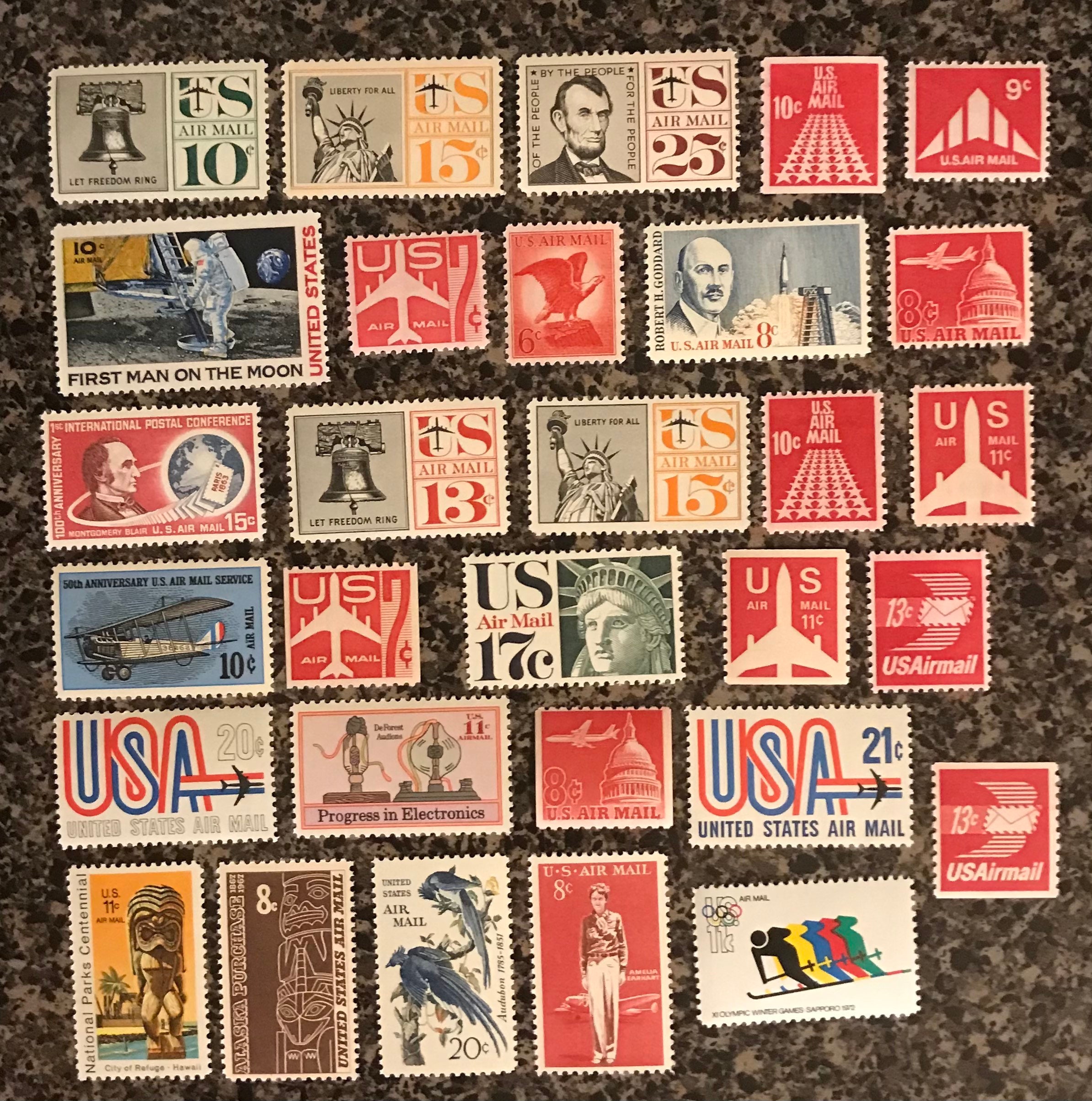 1960-1973 Airmail Vintage US Stamps MNH Set of 30 C57-C86 - Etsy