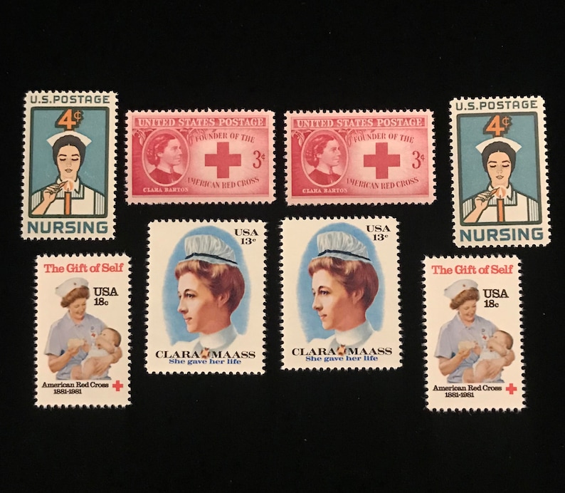 Nursing US Postage Stamps, Honoring Nurses, Vintage 1948 to 1981, Set ...