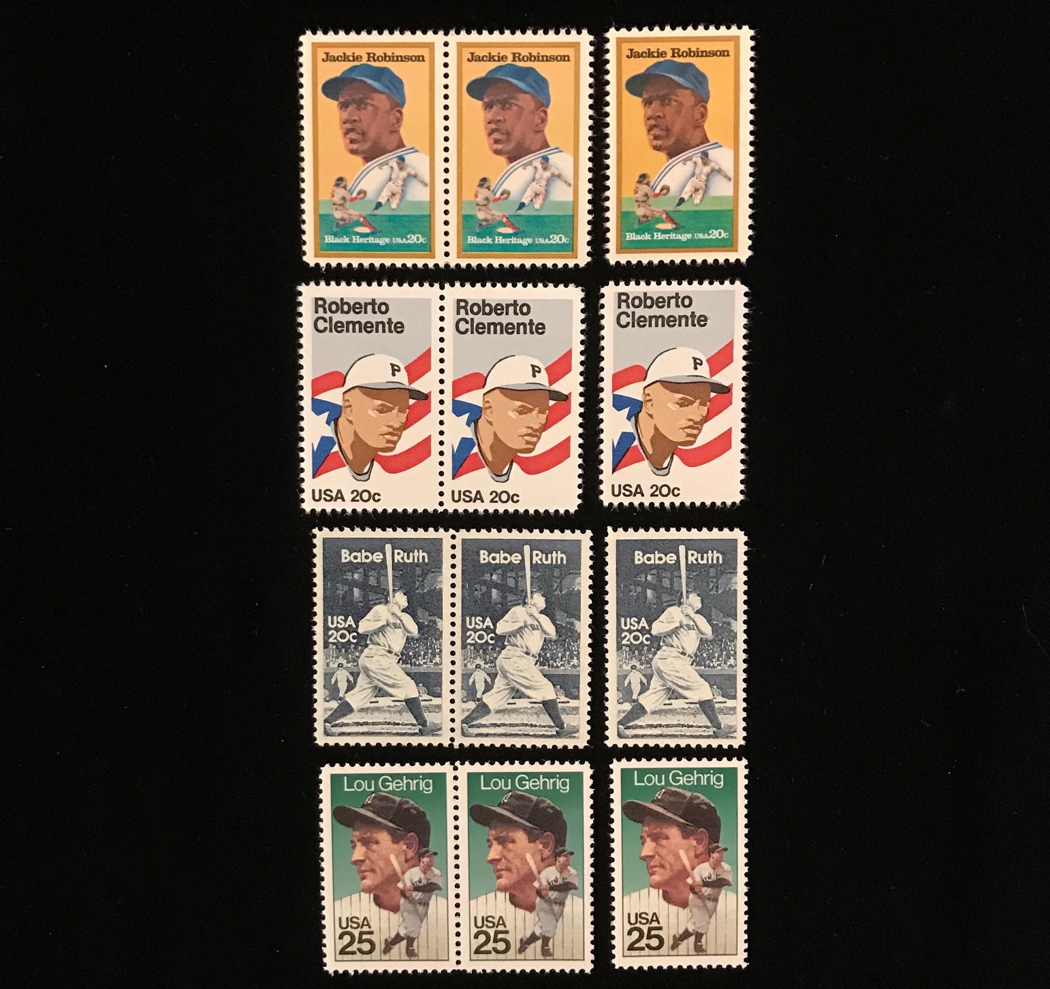 Baseball Legend Stamps Pack of 12 Jackie Robinson Roberto - Etsy