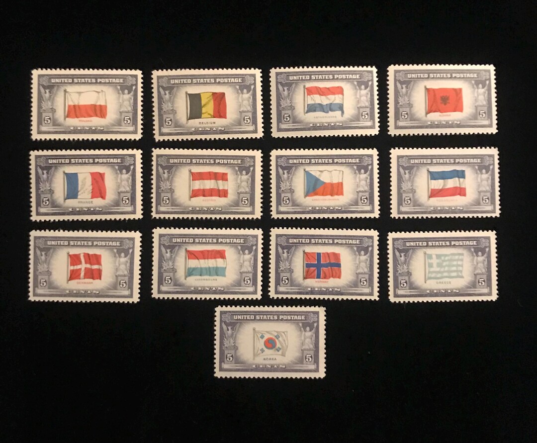 909-21 US Vintage Stamps, WW2 Overrun Countries Flags, 1943-4 - Etsy