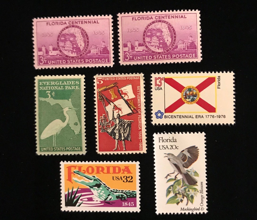 Florida Vintage US Commemorative Stamps, Set of 7, 1945-1995 - Etsy