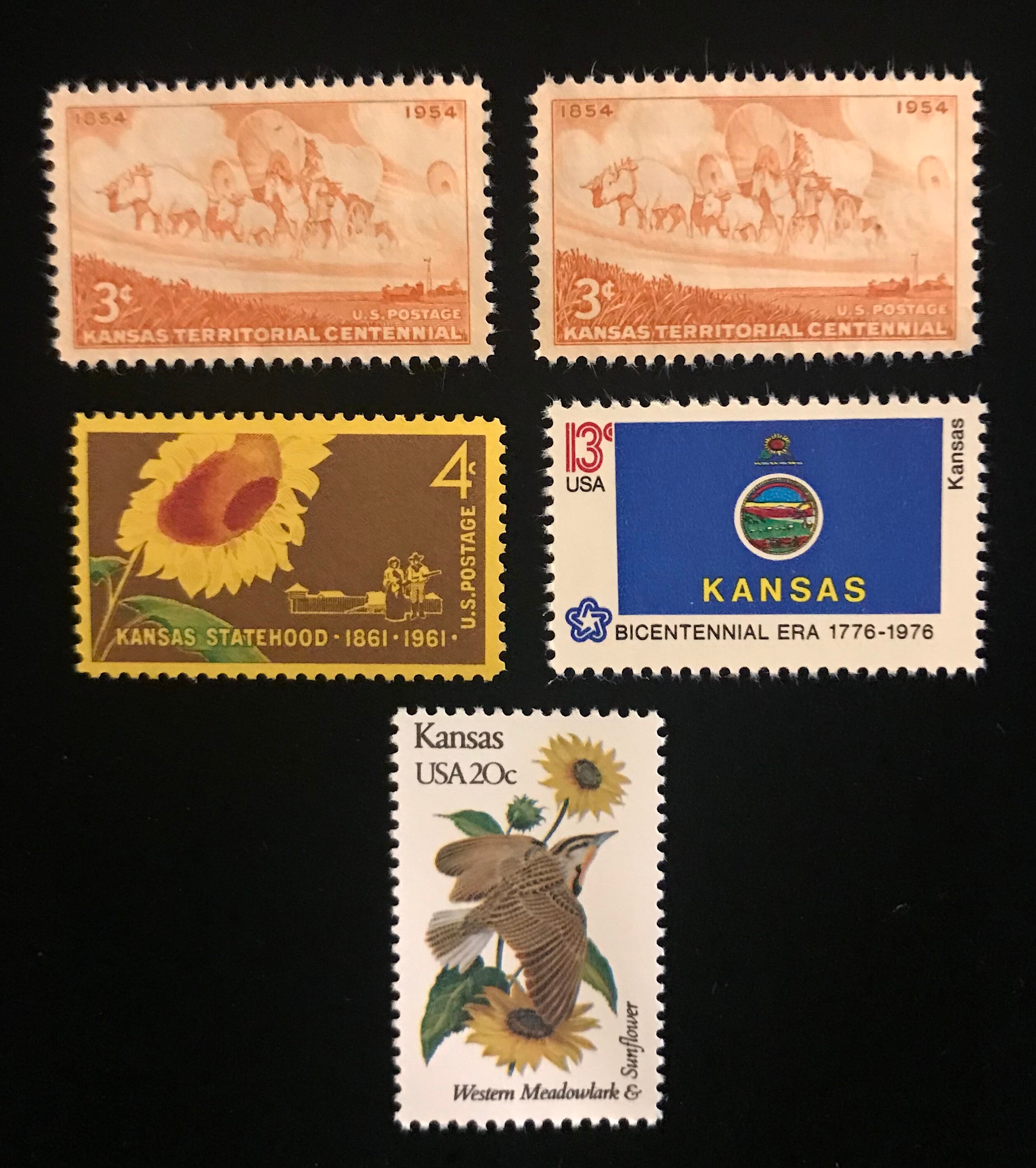 Kansas Vintage US Stamps Issued 1954 to 1982 Set of 5 - Etsy