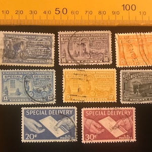 Special Delivery Stamps, US, Postally Used, 1917 to 1957, Set of 8 - Etsy