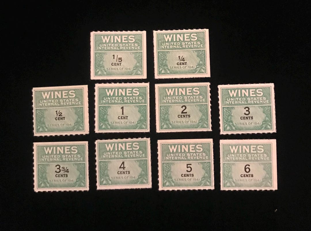 Vintage US Wine Stamps, 1941, Set of 10 - Etsy