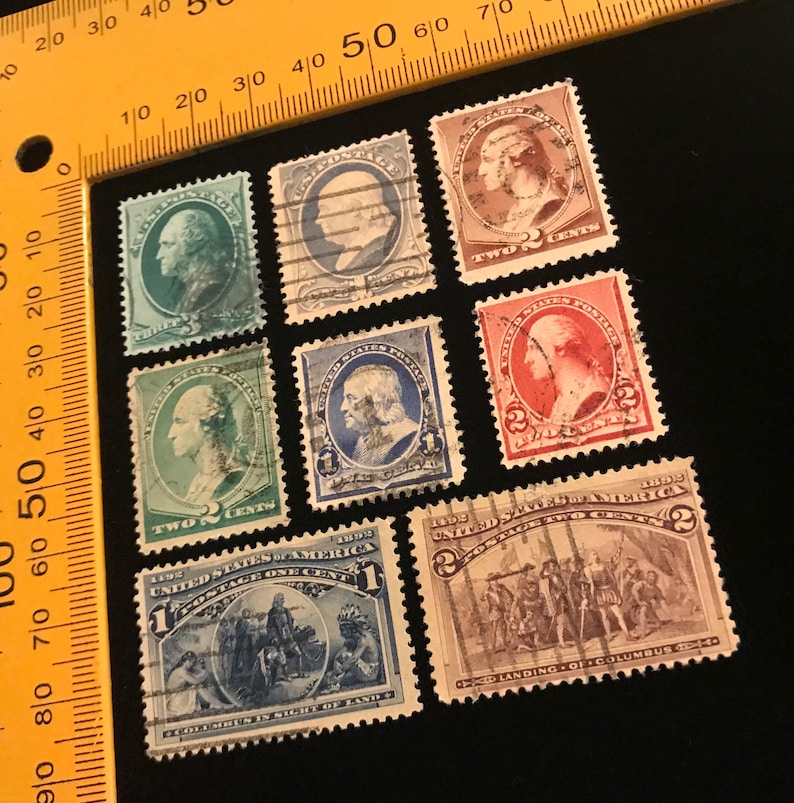 Set of 1800’s US Postage Stamps, All Genuine, Set of 8, All Different ...