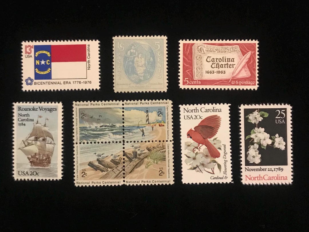 North Carolina Vintage US Stamps, Issued 1937 to 1989, Set of 10 - Etsy