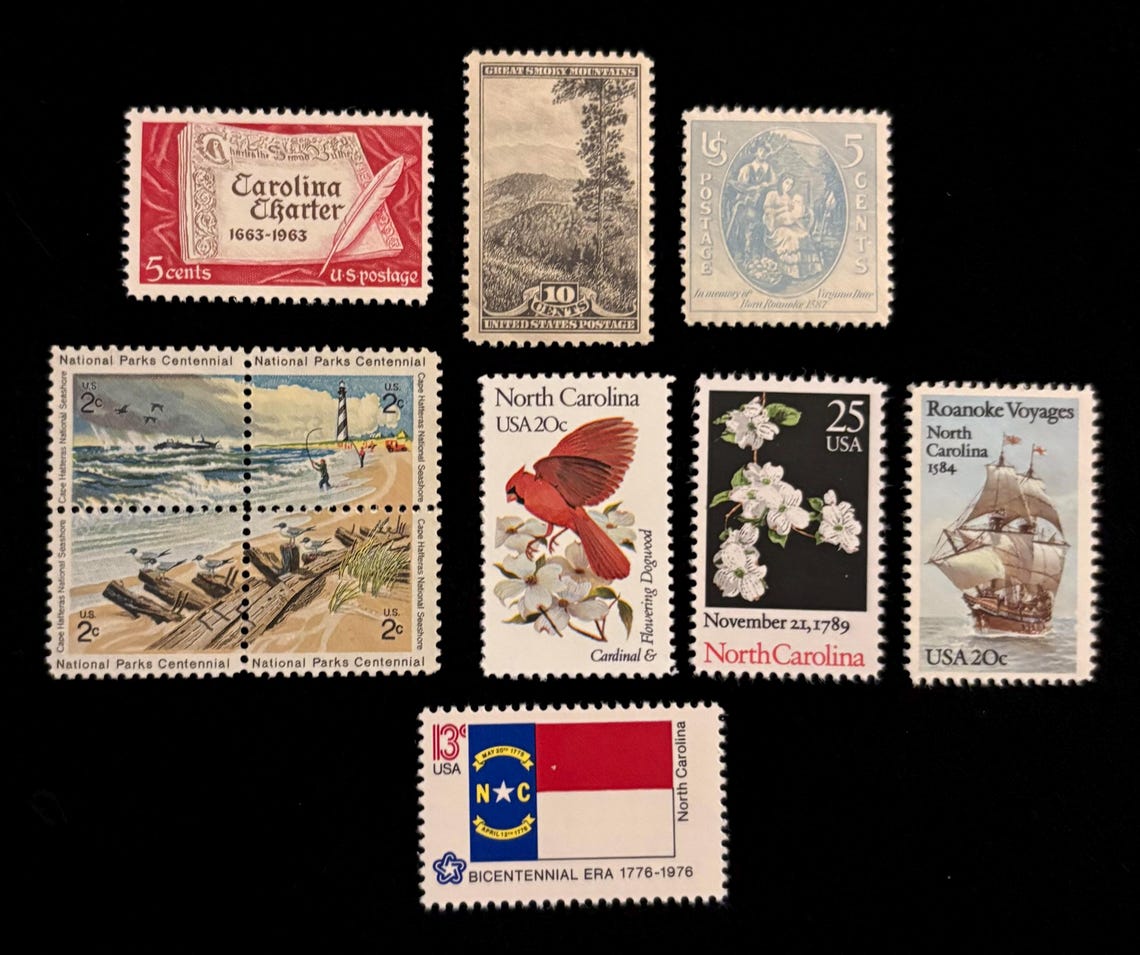 North Carolina Vintage US Stamps, Issued 1934 to 1989, Set of 11 - Etsy