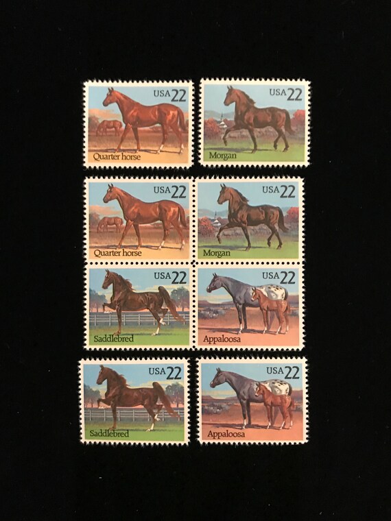 Horses Beautiful US Vintage Stamps issued 1985 4 different | Etsy