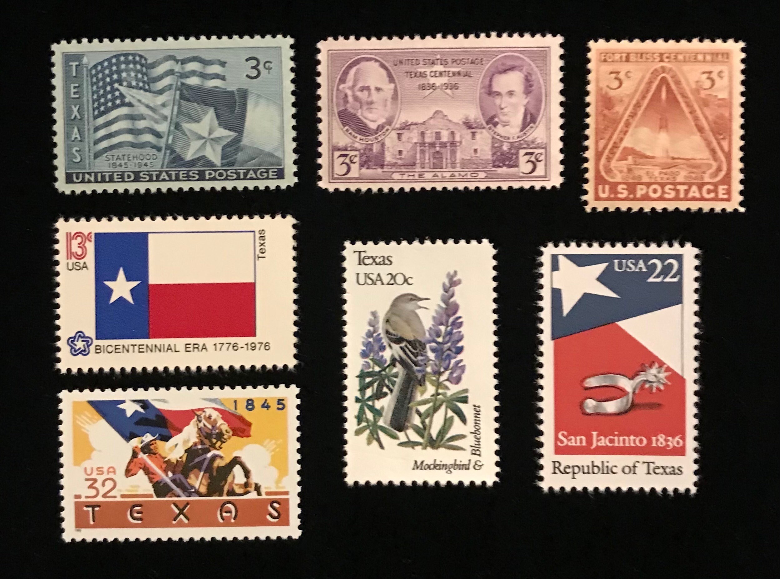 Texas Vintage US Stamps, Set of 7, Issued 1936 to 1995 - Etsy