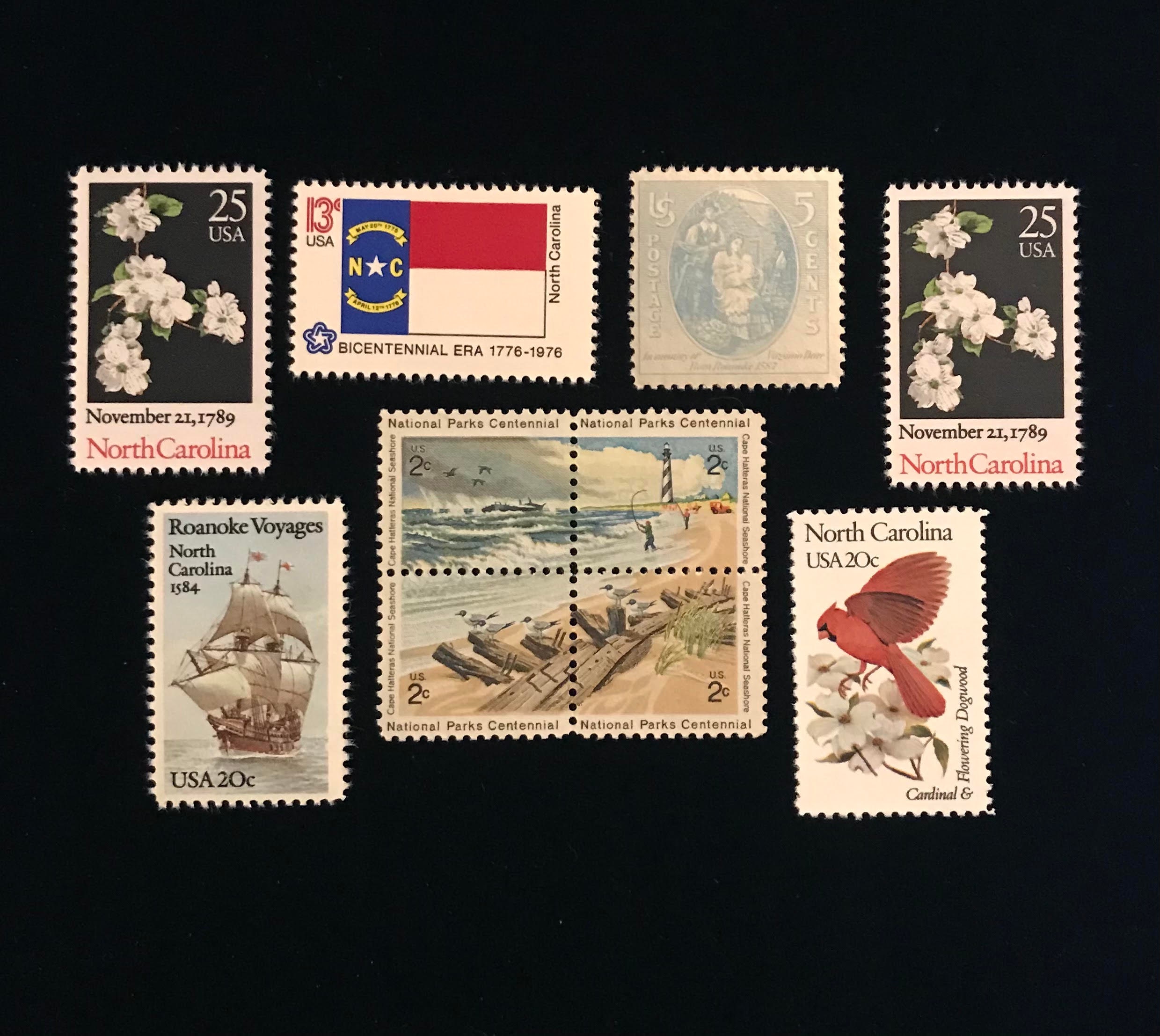North Carolina Vintage US Stamps, Issued 1937 to 1989, Set of 10 - Etsy