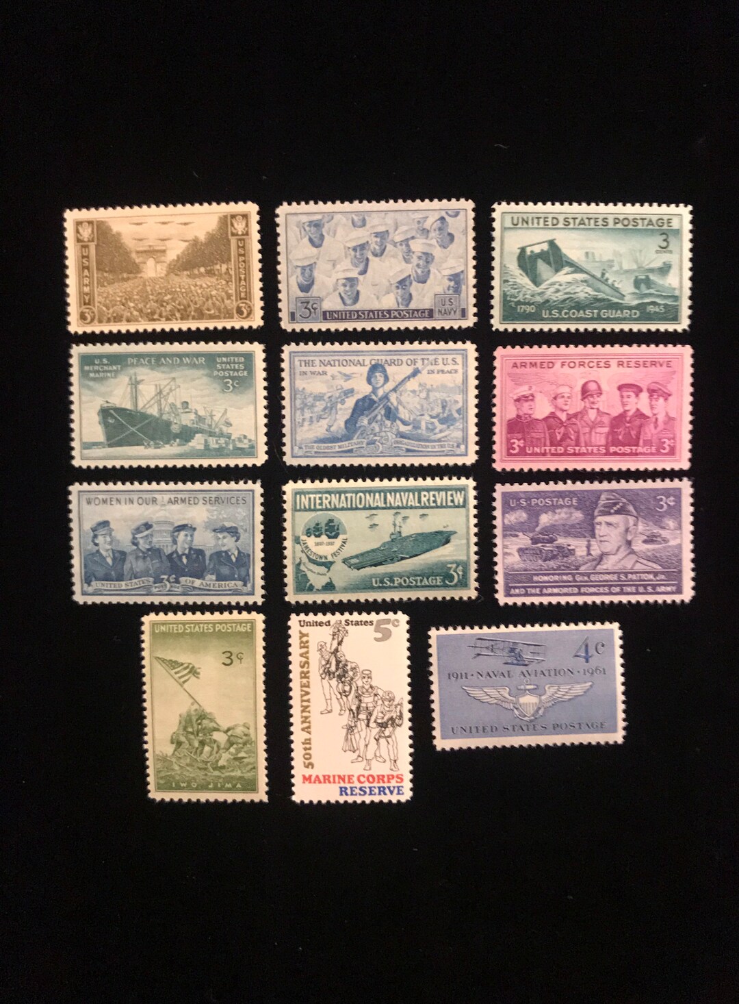 US Military Vintage US Postage Stamps Set of 12 Issued 1945 - Etsy