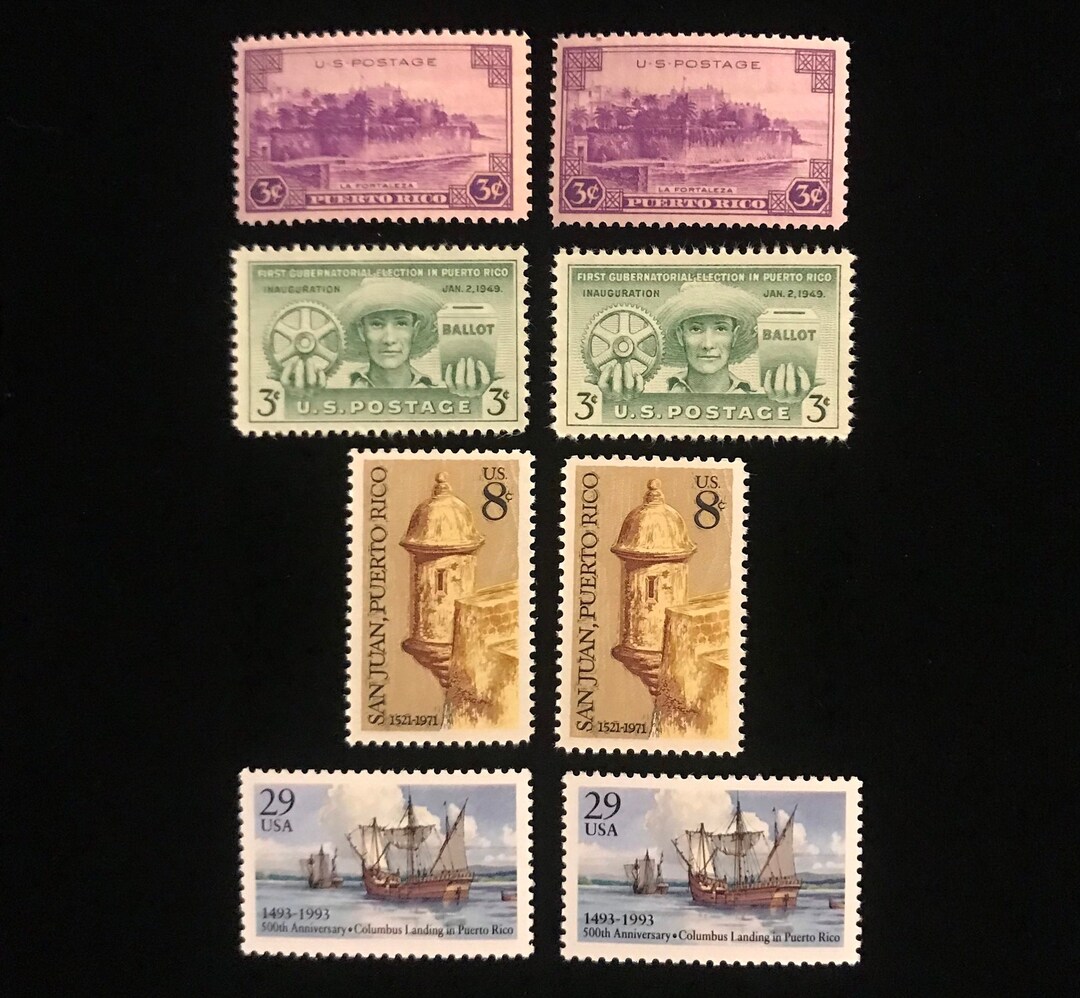 Puerto Rico Vintage US Stamps, Set of 8, Issued 1937 to 1993 - Etsy
