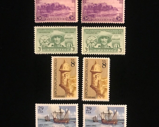 Puerto Rico Vintage US Stamps, Set of 8, Issued 1937 to 1993 - Etsy
