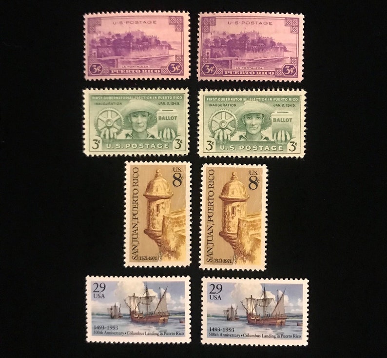 Puerto Rico Vintage US Stamps, Set of 8, Issued 1937 to 1993 - Etsy