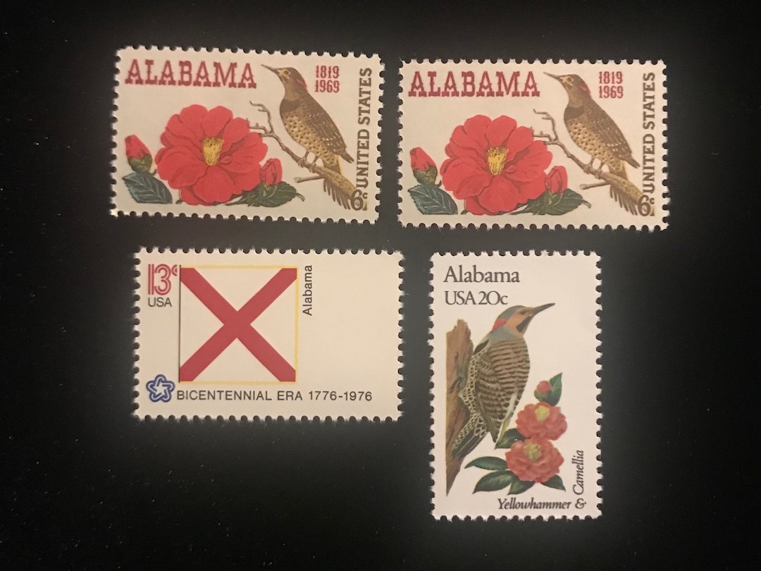 Alabama Commemorative Genuine US Postage Stamps, Vintage 1969 to 1982 ...